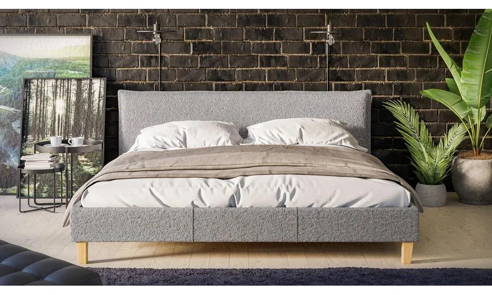 Šedá čalouněná dvoulůžková postel s roštem 180x200 cm Tina – Ropez