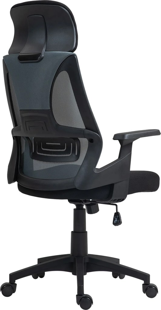 Ergonomická nastavitelná kancelářská židle HOMCOM s bederní oporou, otočná kancelářská židle s opěrkou hlavy a výškově nastavitelná pro studium, z pro