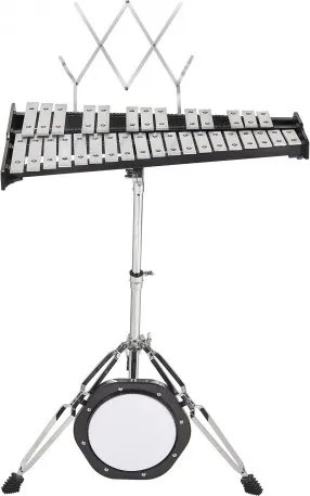 32 Note Glockenspiel xylofonový zvonek s paličkami, stojanem a cvičnou podložkou