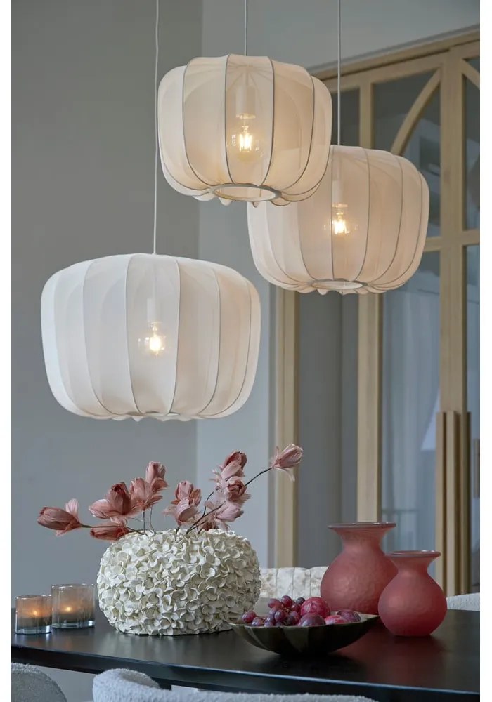 Krémové závěsné svítidlo s textilním stínidlem ø 12 cm Plumeria – Light & Living