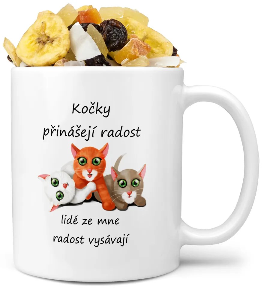 Hrnek Kočky přinášejí radost (Náplň hrníčku: Tropická směs)