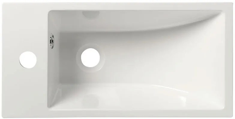 Sapho, ARIANA litý mramor umyvadlo 50x10x25 cm, bílé, baterie vlevo, SM012