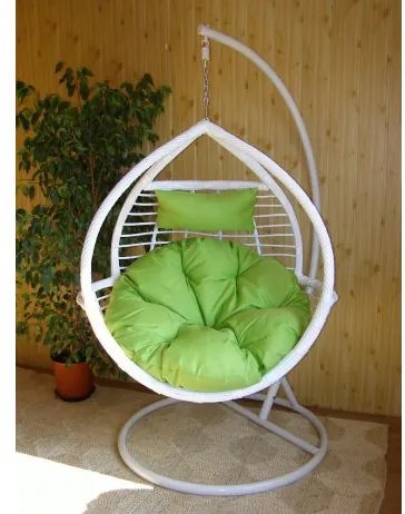 Závěsné relaxační křeslo WHITE, zelený sedák