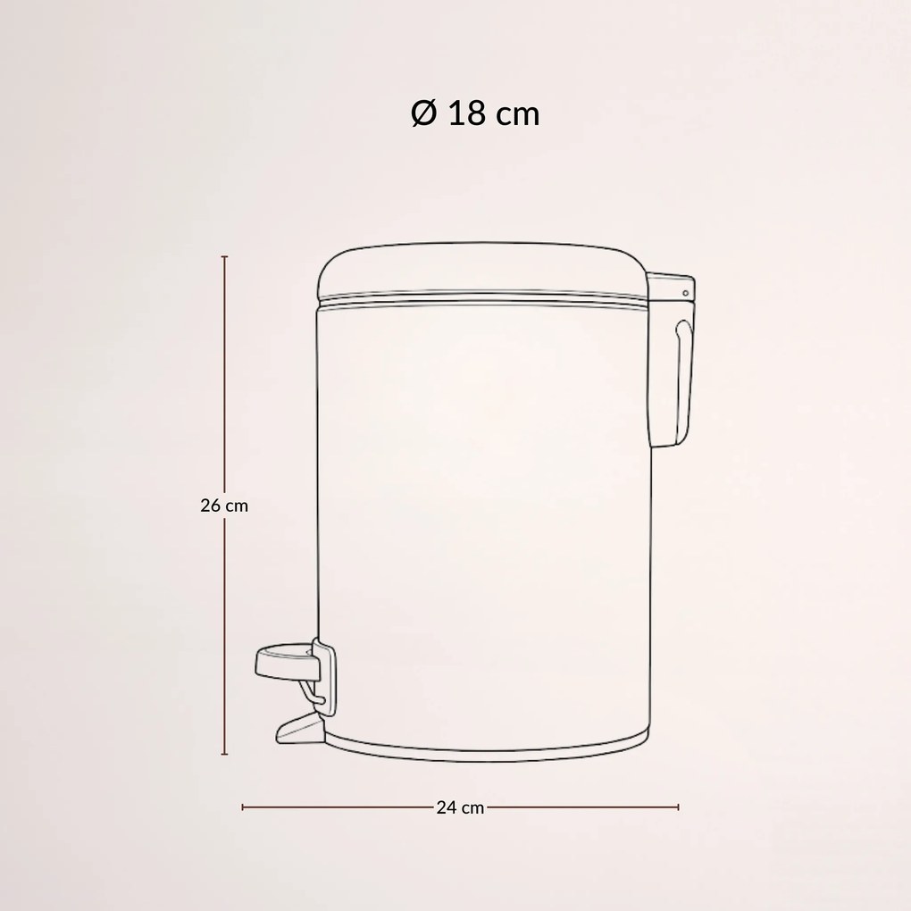 Koupelnový měděný koš STEG s pomalým zavíráním, vyjímatelná nádoba, 3 l