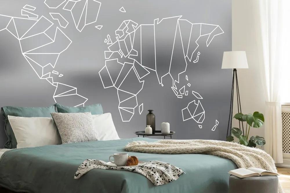 Samolepící tapeta stylizovaná mapa světa v černobílém - 225x150 cm
