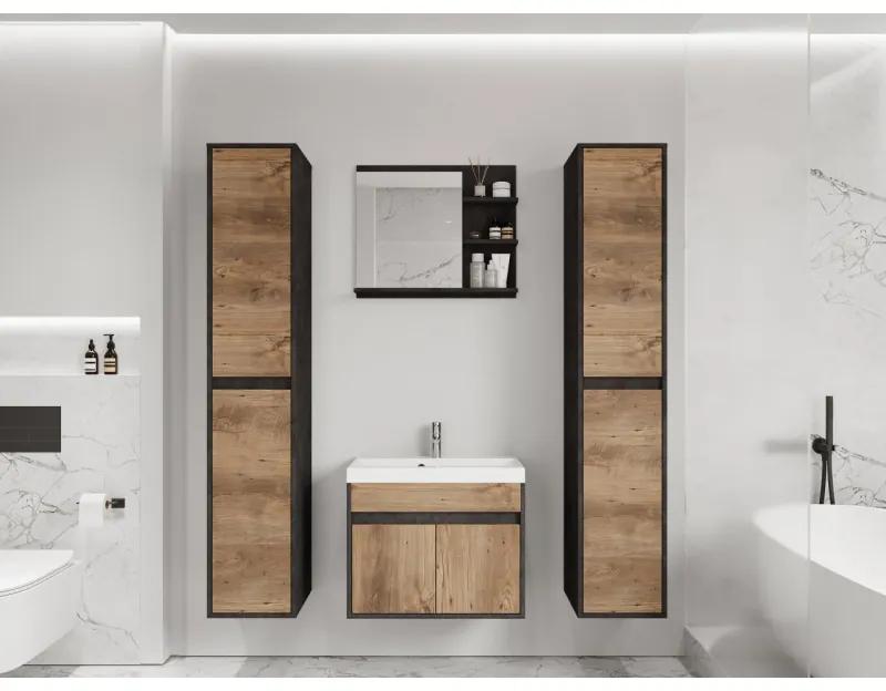 Koupelnový nábytek Garmuzo XL, Barva: bodega / bodega + černý grafit, Sifon k umyvadlu: ne, Baterie: Maro Blo 020M