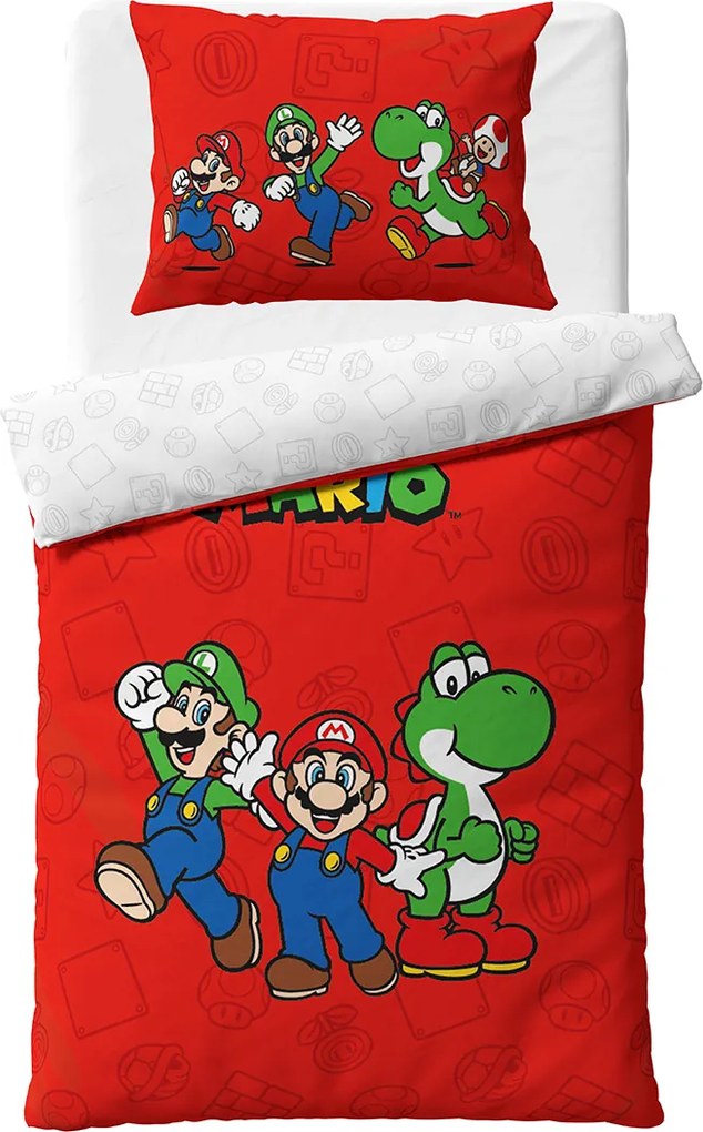TipTrade Bavlněné povlečení 140x200 + 70x90 cm - Super Mario Luigi a Yoshi