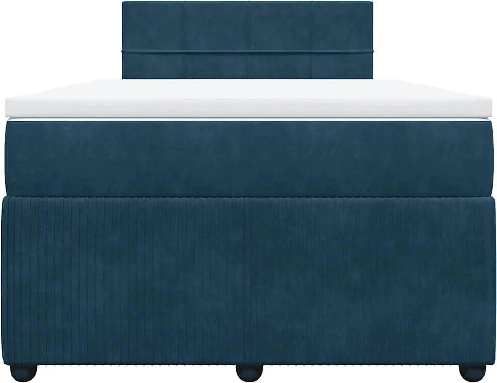 Box spring postel s matrací modrá 120 x 200 cm samet 3290014