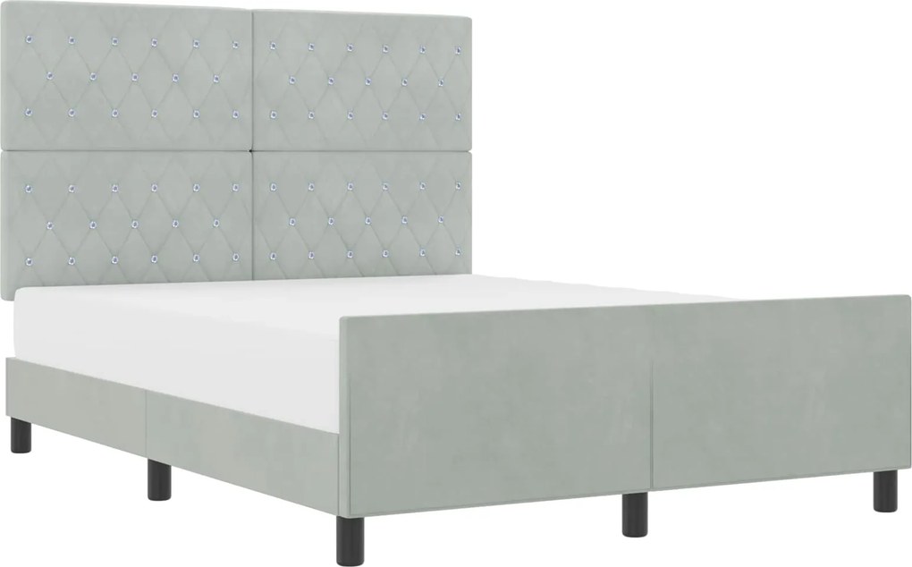Postel s boxspringem s čelo Světle šedá 140 x 200 cm samet 3344879