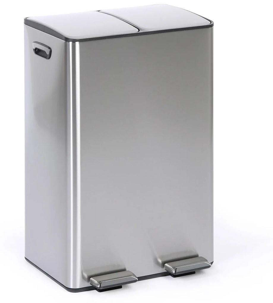 Koš na tříděný odpad, 2x 30 l, nerez, nášlapný