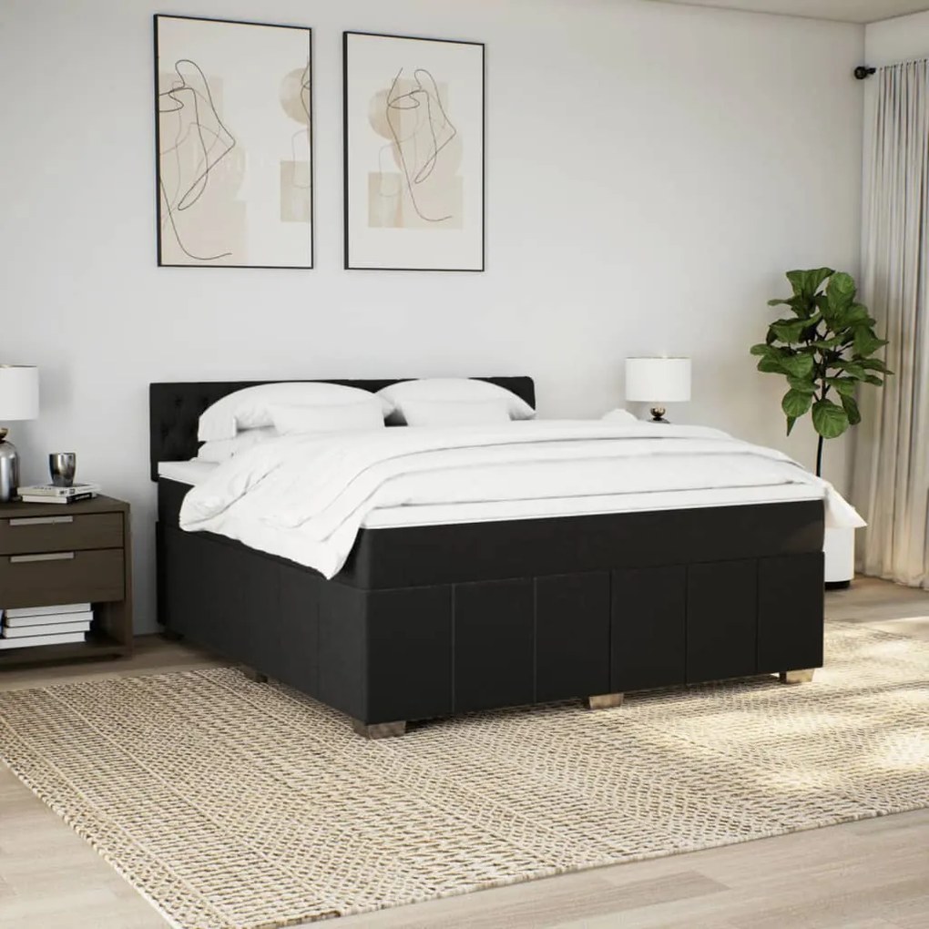 Box spring postel s matrací černá 180x200 cm textil 3289456