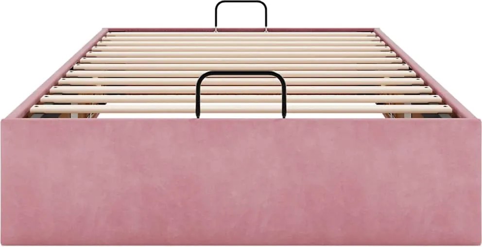 Osmanský rám postele bez matrace růžová 80x200 cm samet 3310930