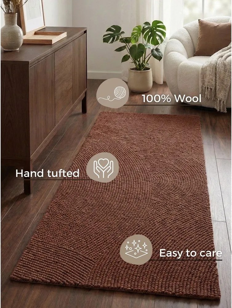 Ručně tkaný vlněný běhoun v cihlové barvě 80x200 cm Calmio – Hanse Home