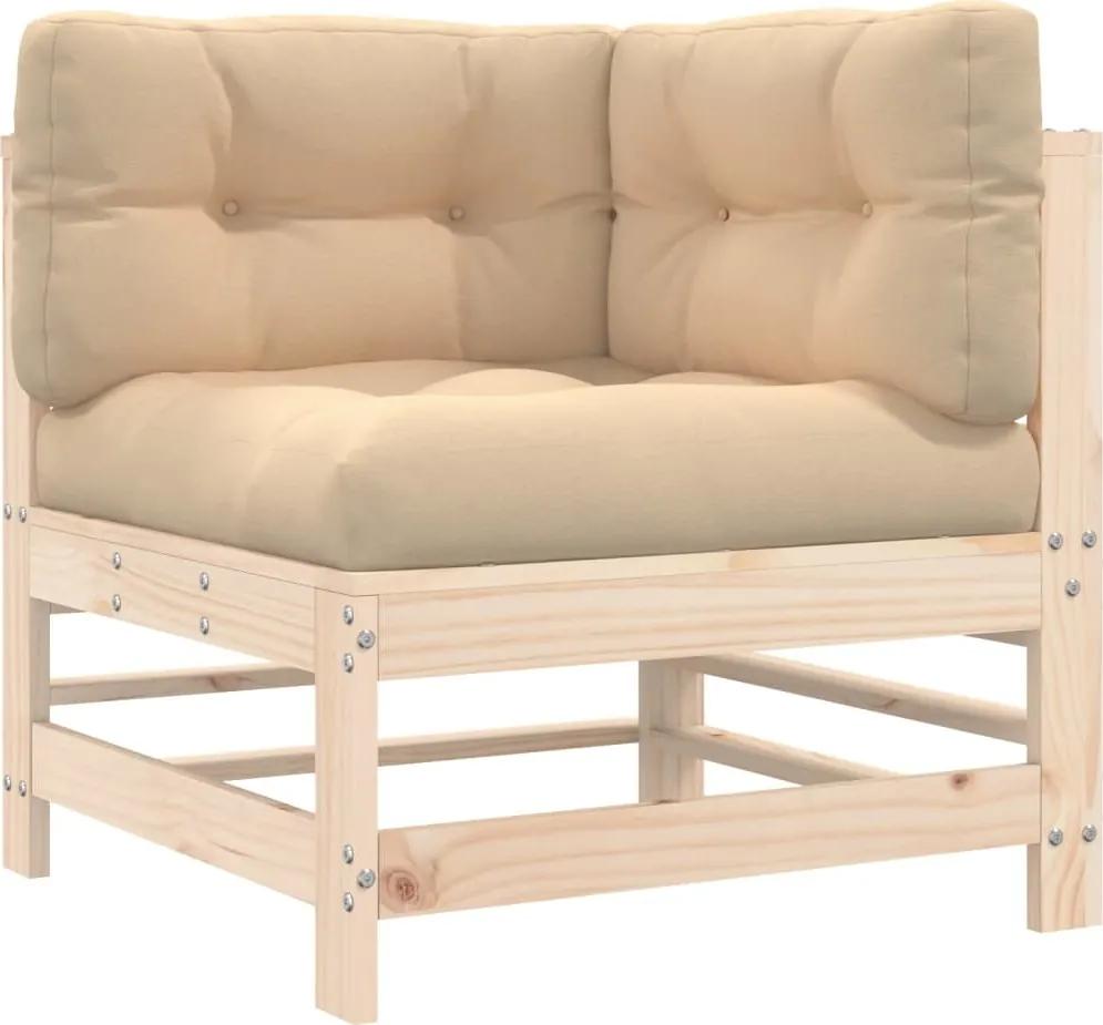 vidaXL 8dílná zahradní sedací souprava s poduškami bílá masivní dřevo [3185878] Barva: Hnědá