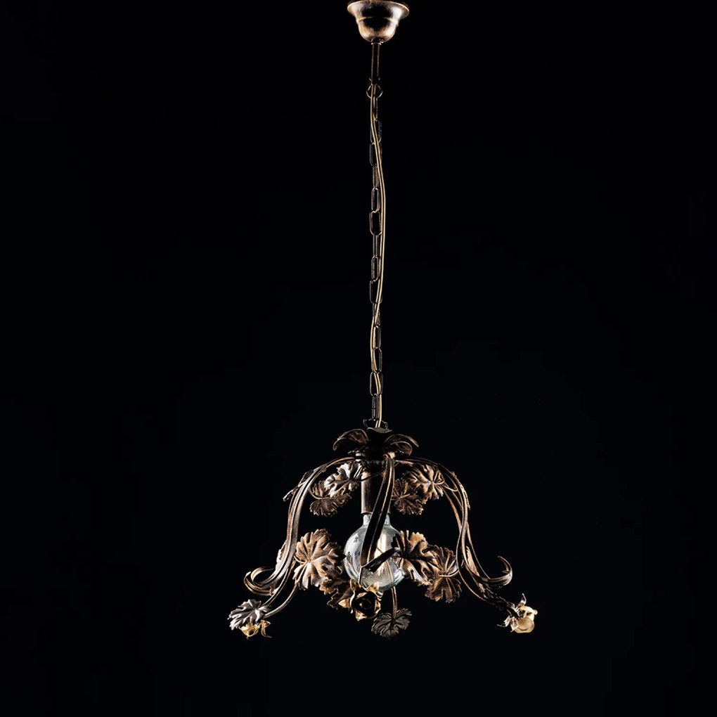 Light for home - Závěsný kovový lustr BL169-1-BR Iris, 1 X 60 Watt Max, hnědá, zlatá, 1 X 60 W, E27, Hnědá, zlatá