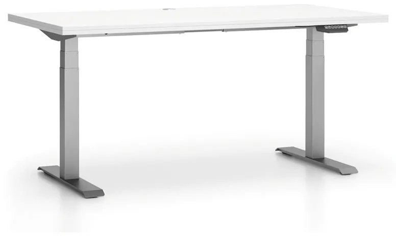 PLAN Kancelářský pracovní stůl SINGLE LAYERS bez přepážek, nastavitelné nohy, dub přírodní / dub mořený