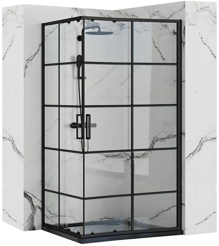 Rea Concept, sprchový kout 80x100 cm + černá sprchová vanička Savoy, KPL-K1006