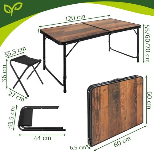 Skládací zahradní stůl Gardlov + 4 židle