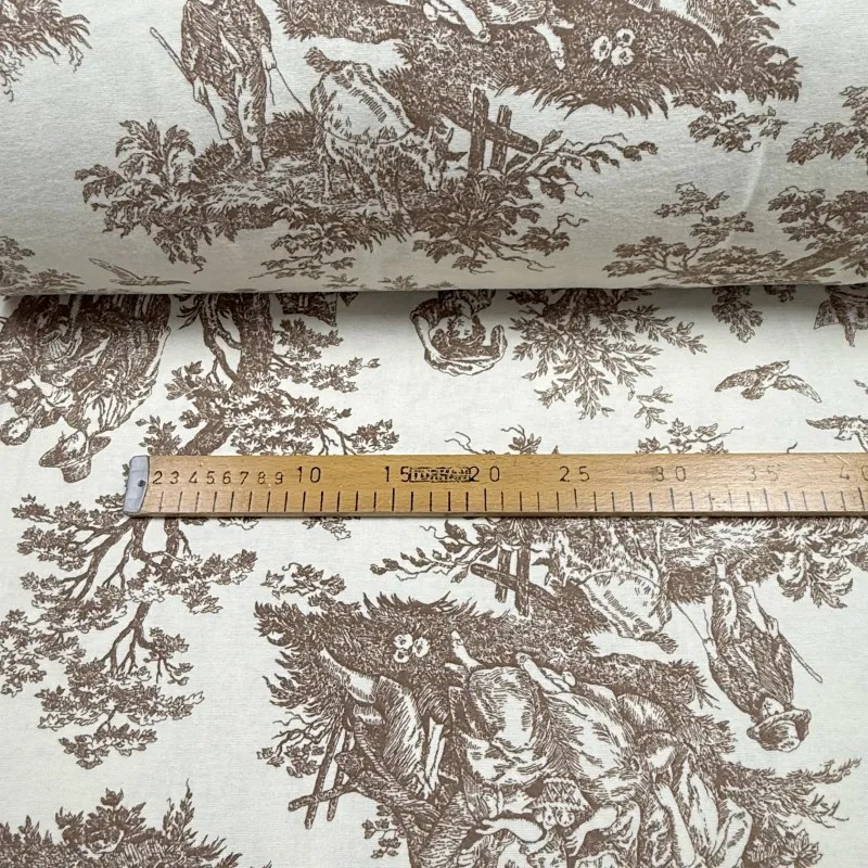 Ervi povlak na polštář FLANELOVÝ - Toile de Jouy Caramel, různé rozměry