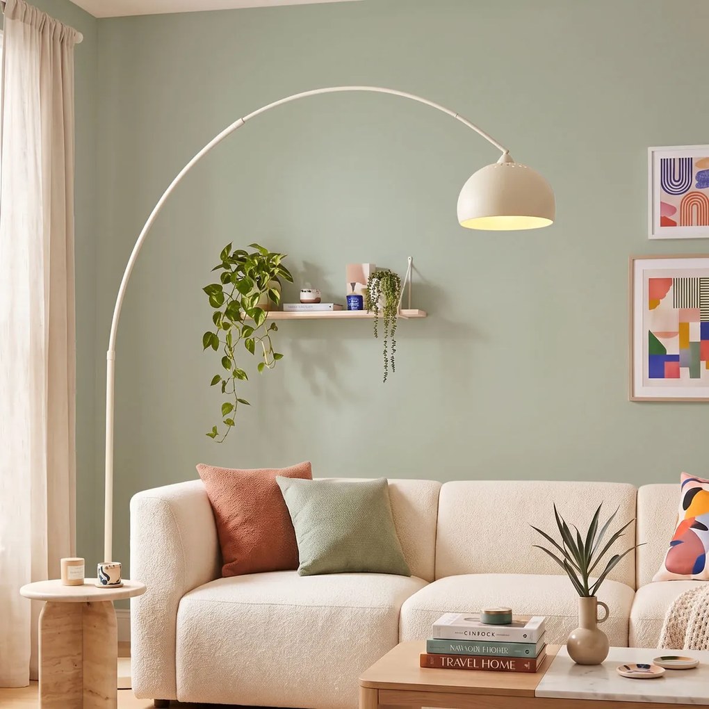 Moderní oblouková lampa béžová s mramorovým podstavcem - XXL