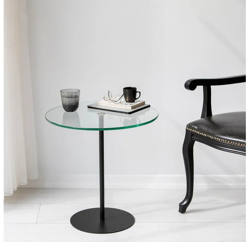 Asir | Odkládací stolek CHILL 50x50 cm černá/čirá | AS1583