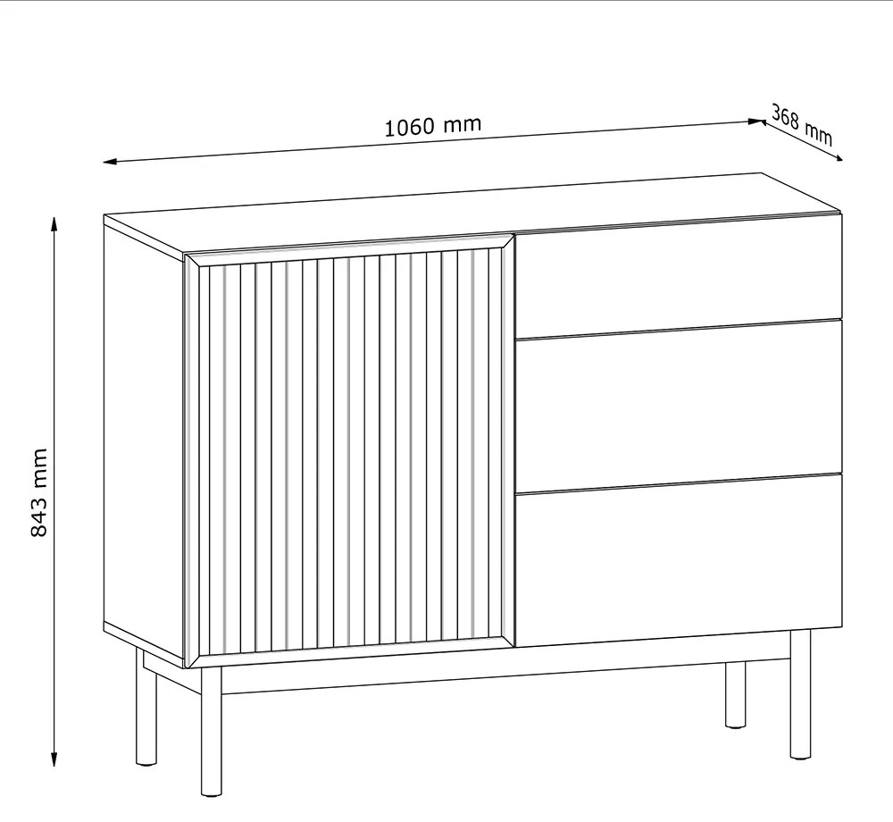 SAORI | komoda K1D3S | 106 cm | dub cremona