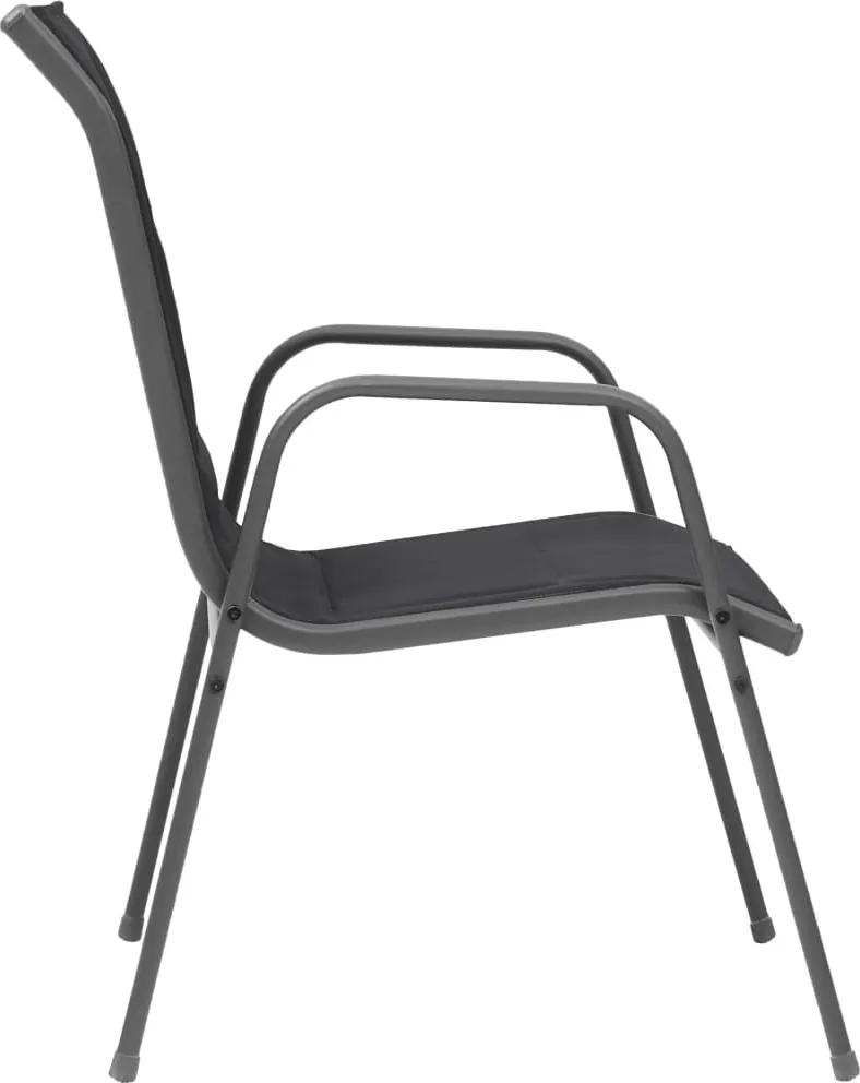 vidaXL Stohovatelné zahradní židle 2 ks ocel a textilen [313072] Barva: Černá