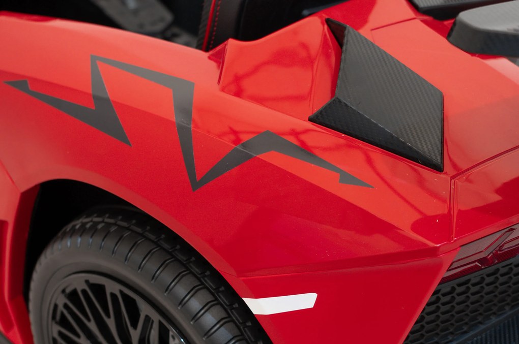 Ramiz Elektrické autíčko Lamborghini Aventador SV pro 2 děti červené + dálkové ovládání 2,4 GHz + EVA pěna + LED audio