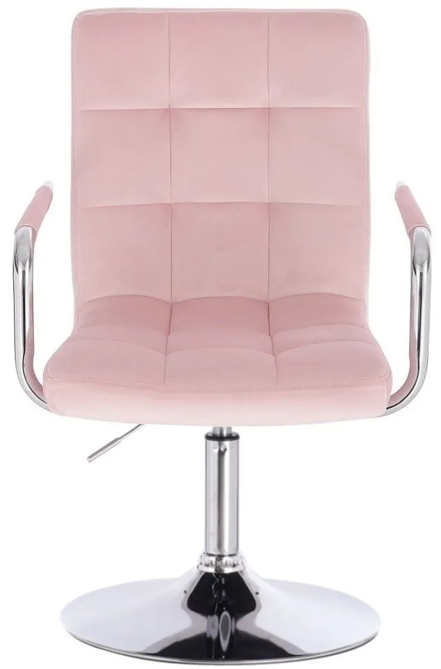 LuxuryForm DESIGN Otočná židle VERONA VELUR na stříbrném talíři - růžová