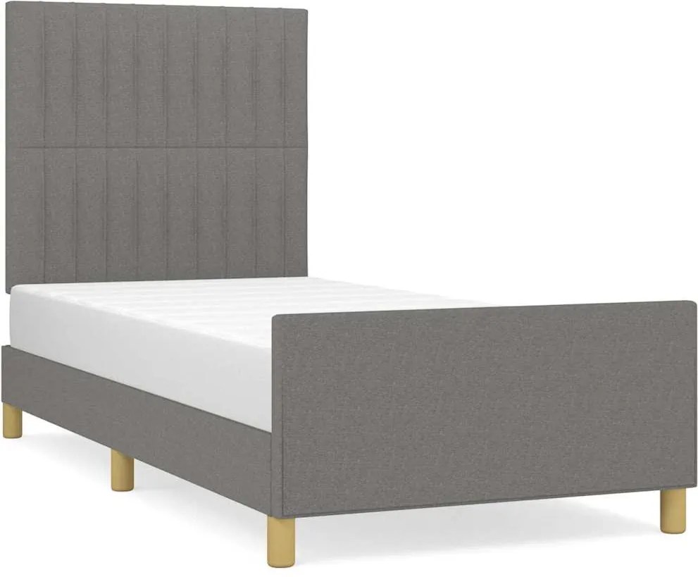 Rám postele bez matrace tmavě šedá 100 x 200 cm textil 3125196