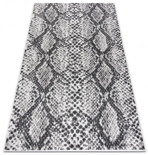 Dywany Łuszczów, Kusový koberec Sion Sisal Snake`s skin 22162 ecru/black – na ven i na doma, 160x220, šedá, chodba / předsíň