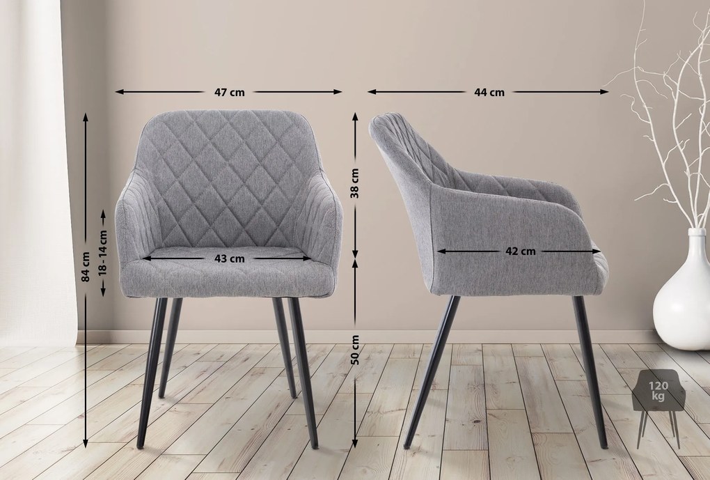 Sada 2 jídelních židlí Shila látka – šedá