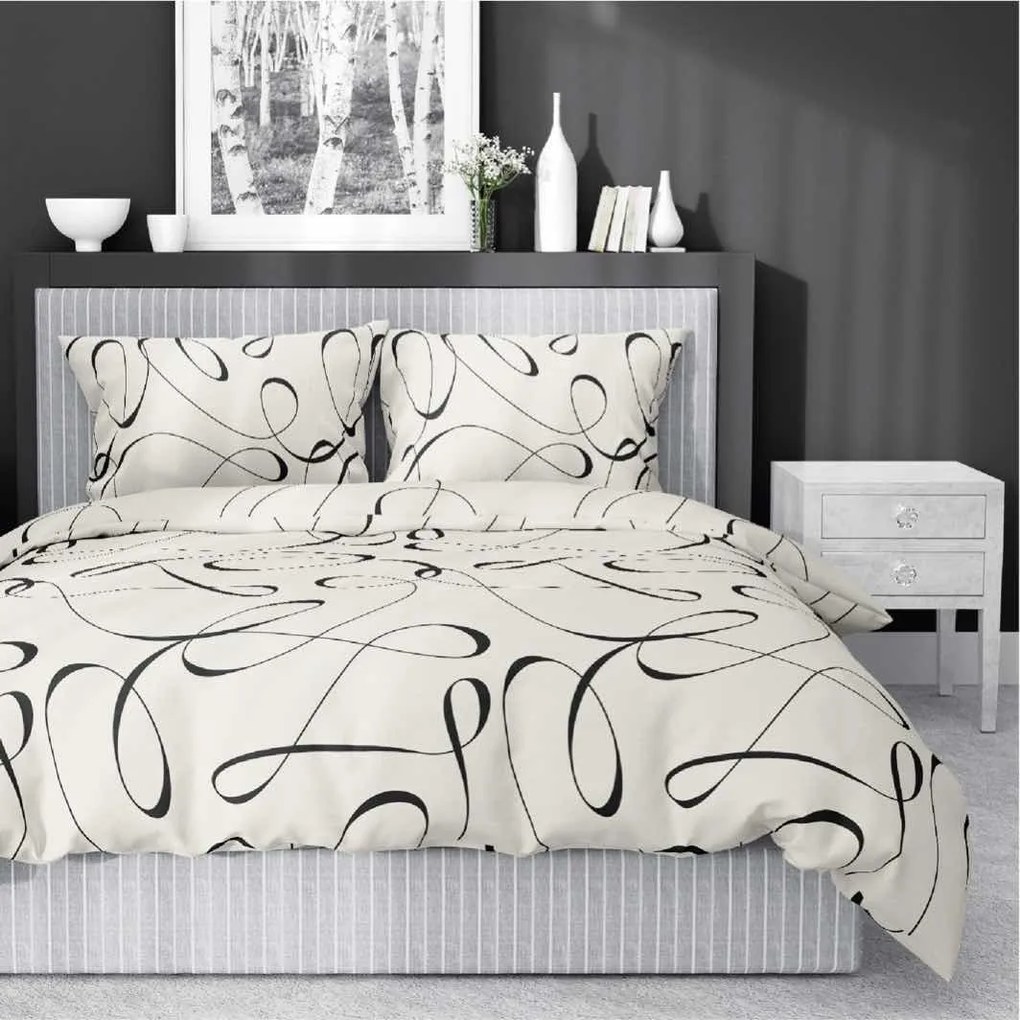 Detexpol Saténové povlečení 180x200 Esy floresy beige 4819 A Home Satén 58