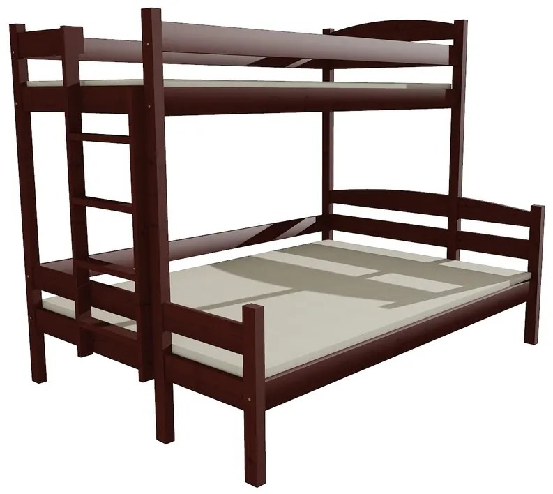 Vomaks Patrová postel s rozšířeným spodním lůžkem PPS 001 100/120 x 200 cm moření olše vpravo