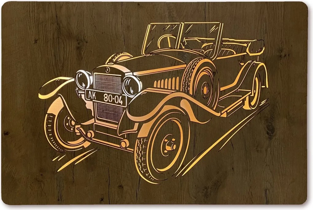 Li-Go "Veterán" světelný obraz s baterií 90x62cm varianta ovládání: manuál/pohybové čidlo, provedení povrchu: ořech