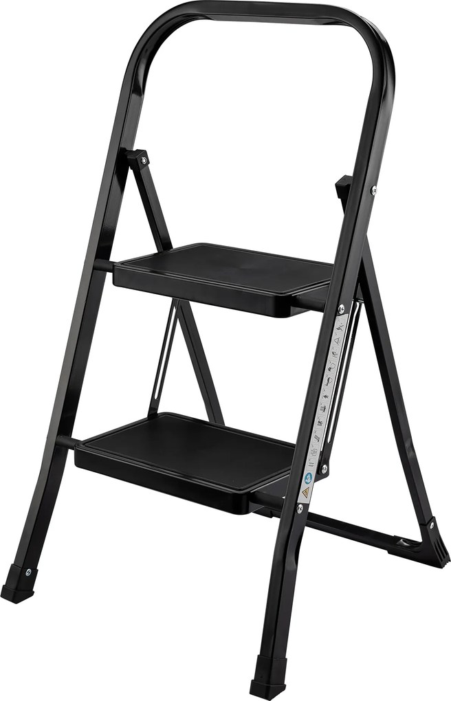 Skládací schůdky Wiltec – 150 kg, černá (66149)