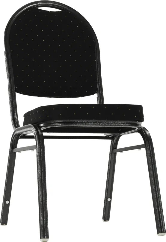 Židle, stohovatelná, látka černá / rám šedý, JEFF 2 NEW