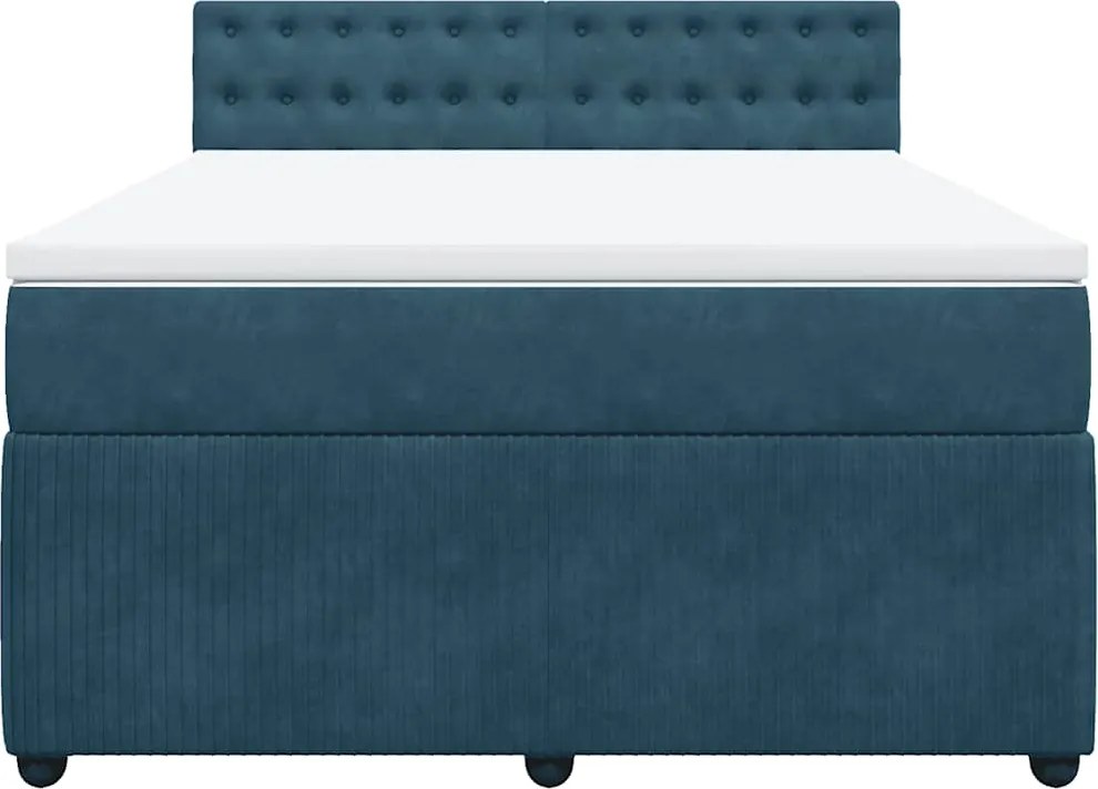 Box spring postel s matrací modrá 140 x 200 cm samet 3287774