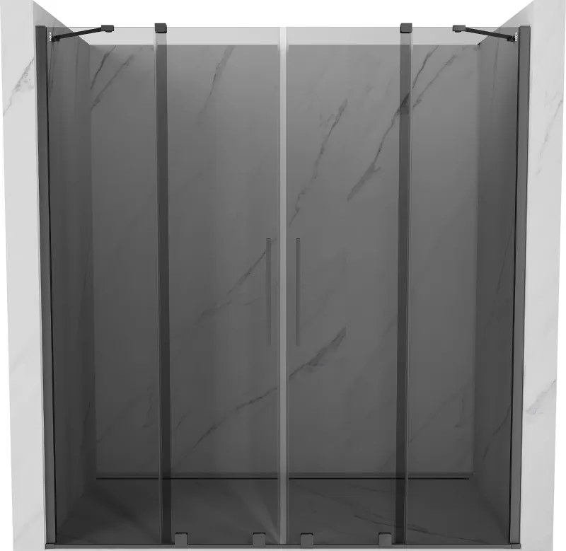 Mexen Velar Duo, posuvné sprchové dveře do otvoru 200 cm, 8mm šedé sklo, broušený grafit, 871-200-000-42-95