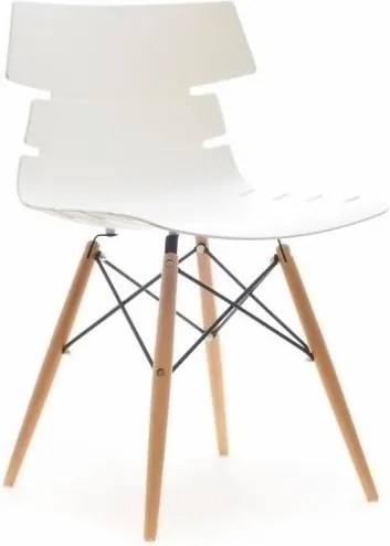design4life Jídelní židle Twist Bílá - dřevěná podnož