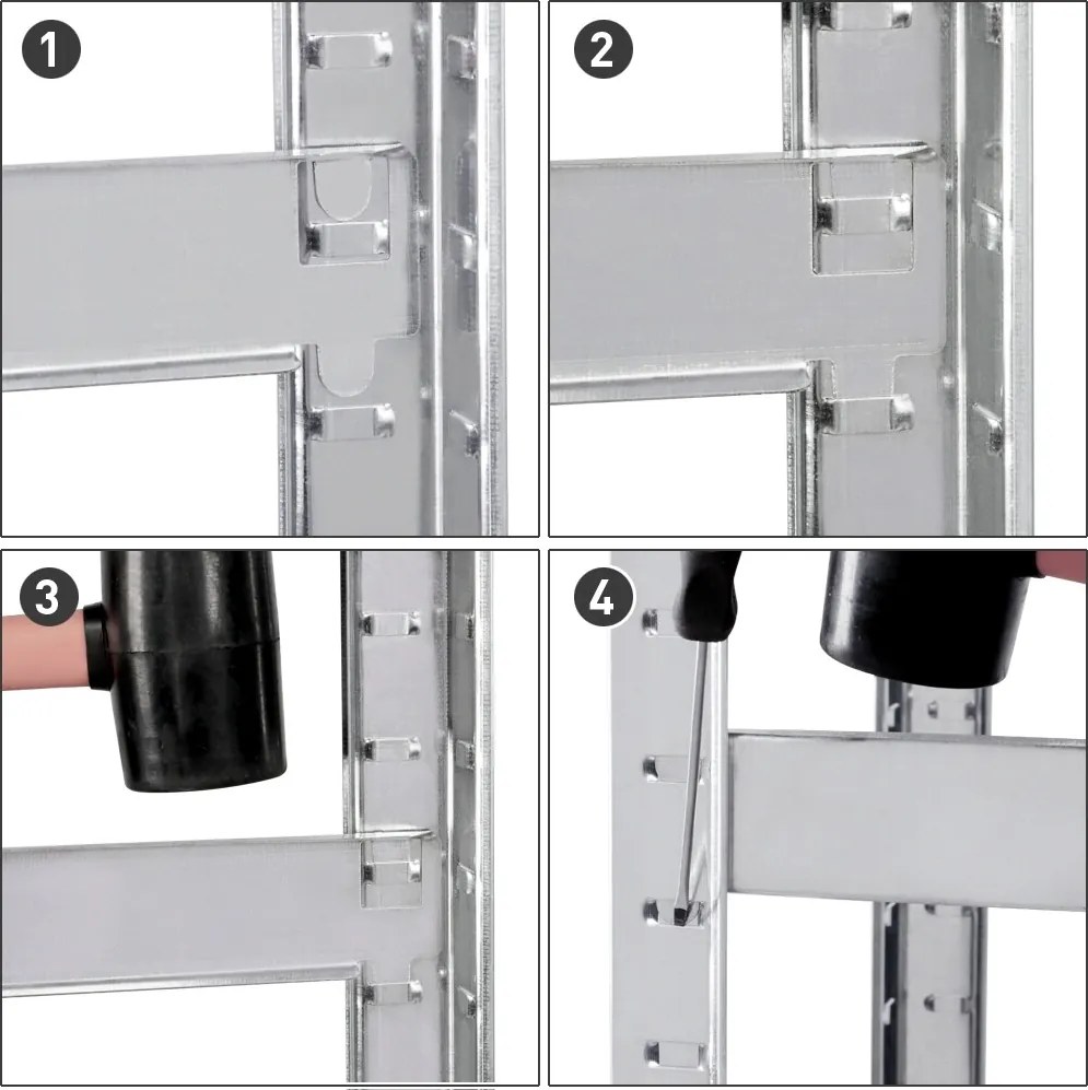 Zátěžový regál Yaheetech – Mod.8/2: 160 × 80 × 40 cm/640 kg stříbrná (264515749188)