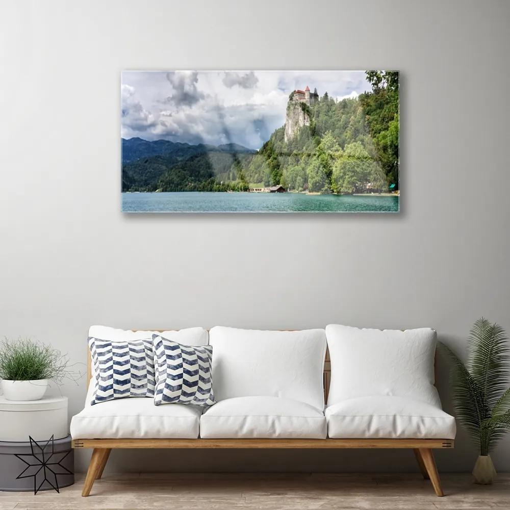 Obraz na skle Zámek v Horách Les Krajina 100x50 cm