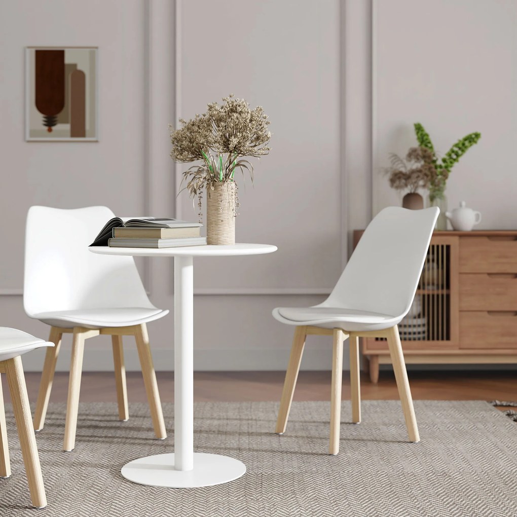 HOMCOM Jídelní Stůl, Kulatý Kuchyňský Stůl pro 2 Osoby, Moderní Jídelní Stůl do Obývacího Pokoje, Zahrady, Ocel, Ø60 x 72 cm, Bílý