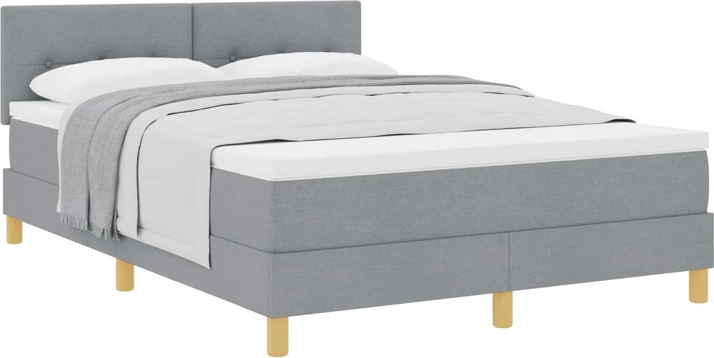 Postel s boxspringem s čelo Světle šedá 140 x 190 cm textil 3338916