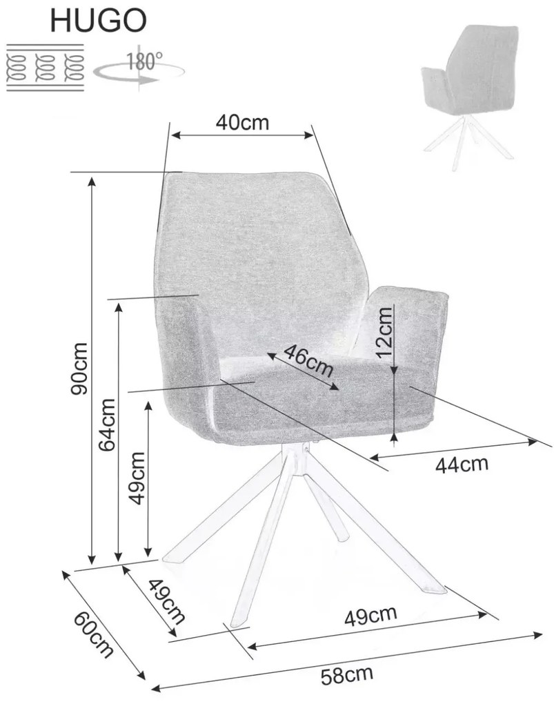 Otočné jídelní křeslo Hugo Brego světle béžové