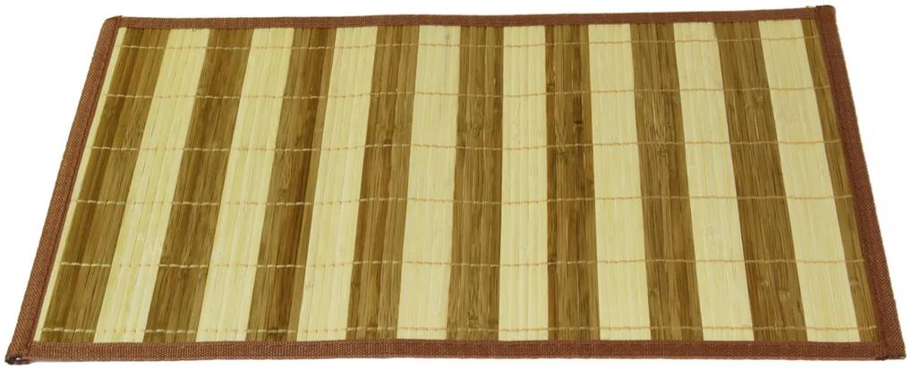Vingo Hnědé pruhované prostírání z bambusu, 30 x 45 cm