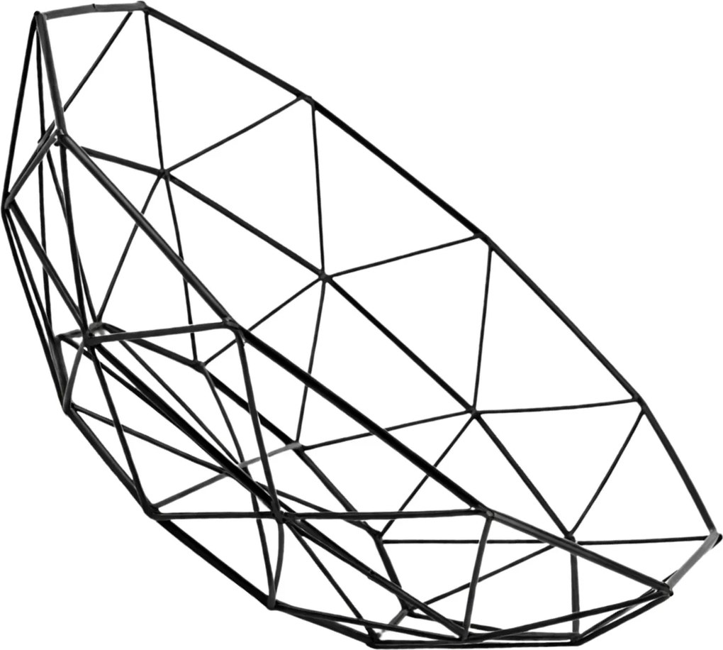 Camerazar Nízký kovový organizér na misku na ovoce s geometrickým vzorem v černé barvě