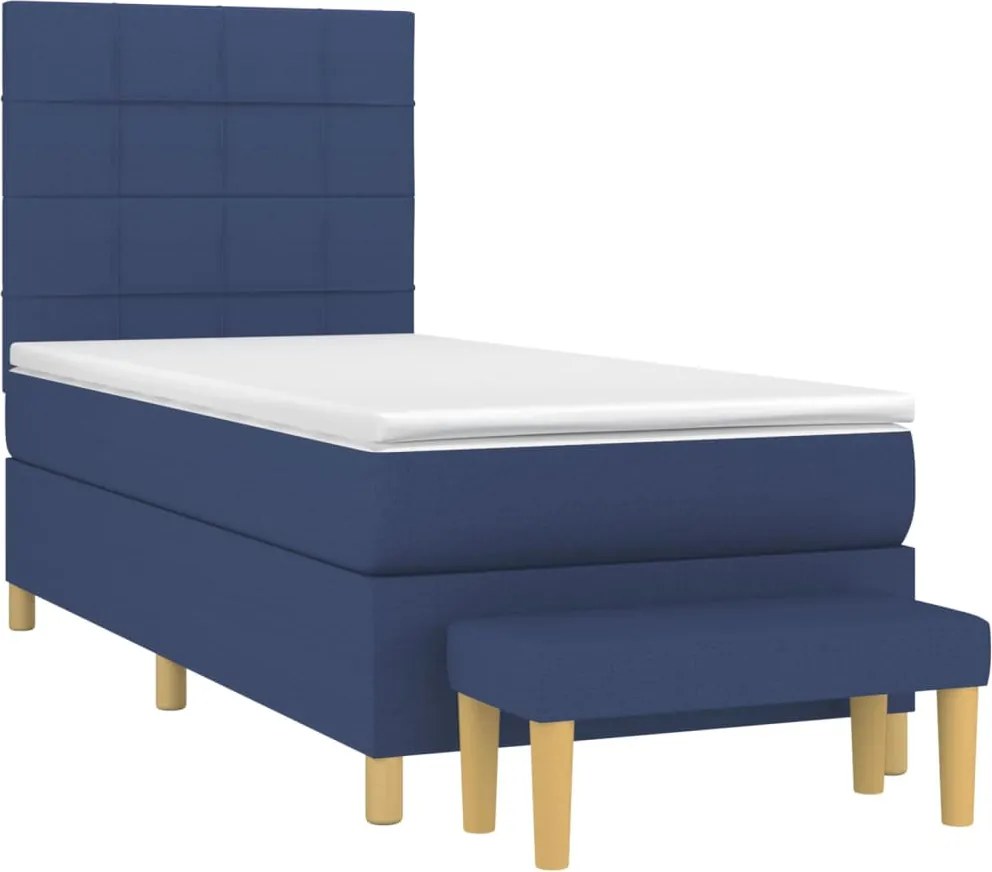 Box spring postel s matrací modrá 80x200 cm textil 3137115