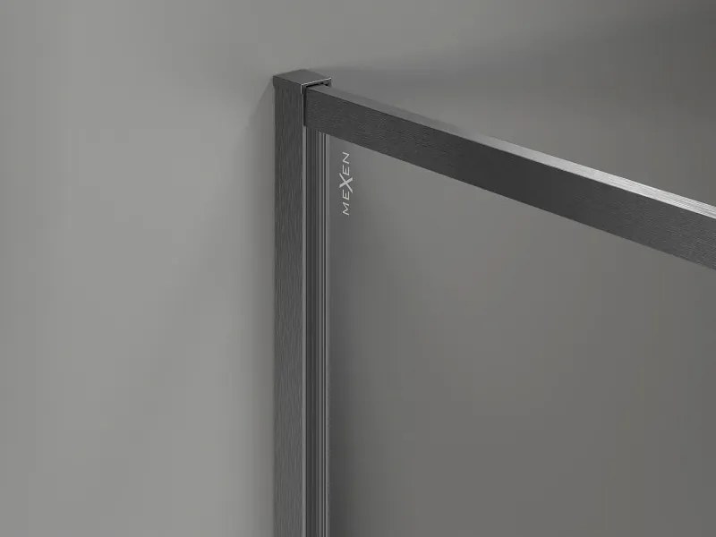 Mexen Kioto-F, sprchová zástěna s rámem 90 x 202 cm, 8 mm grafit, grafitový profil, 800-090-104-66-40