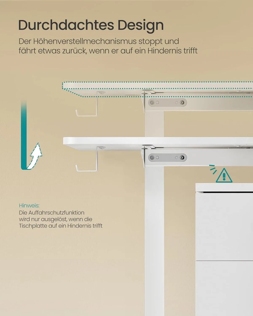 Elektricky nastavitelný stůl, 60 × 140 cm, v barvě oblačné bílé